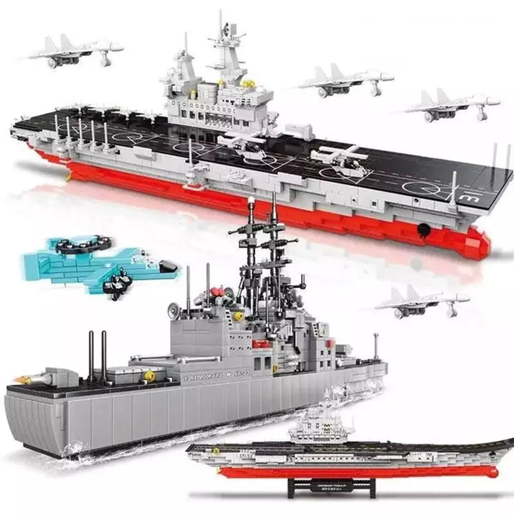 MOC Compatible 1251 Pcs Soldier WW2 Battle Ship Building Blocks Boat A ...